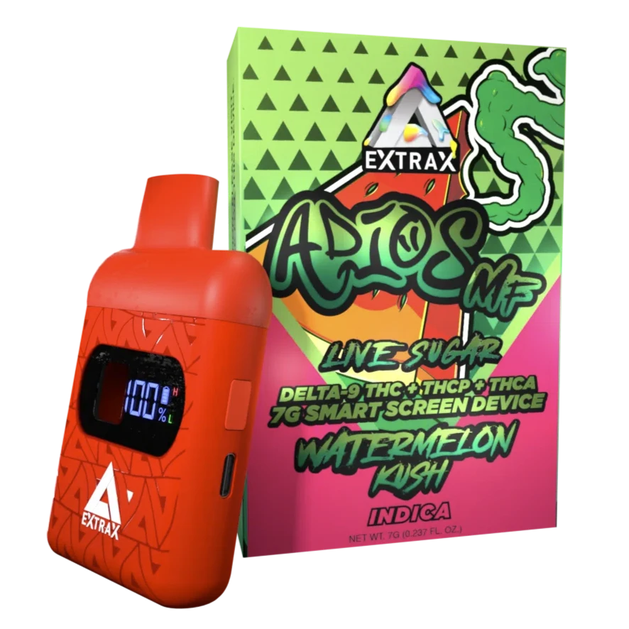 Adios Extrax WATERMELON KUSH INDICA THCA THC-P Disposable Vape Pen 7G ...