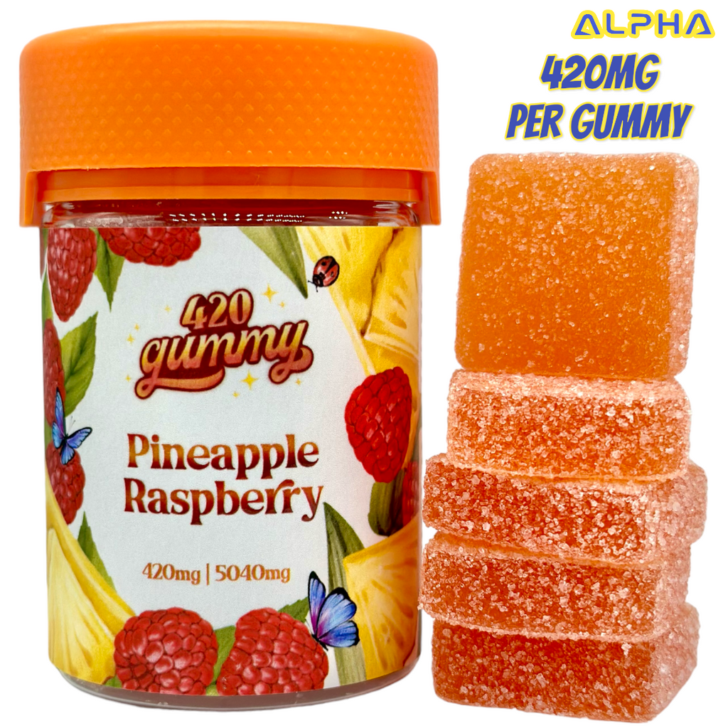 420MG Pineapple Raspberry 5040mg THC Delta 8 Delta 9 Gummies 12 Count ...