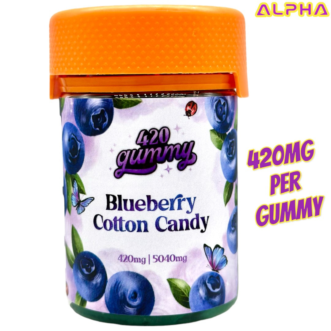 420MG Blueberry Cotton Candy 5040mg THC Delta 8 Delta 9 Gummies 12 Cou ...